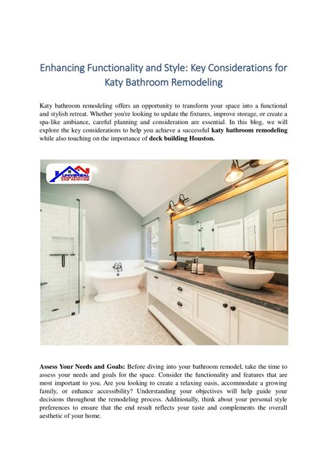 Ppt Enhancing Functionality And Style Key Considerations For Katy Bathroom Remodeling
