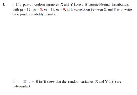 Solved I If A Pair Of Random Variables X And Y Have A Chegg