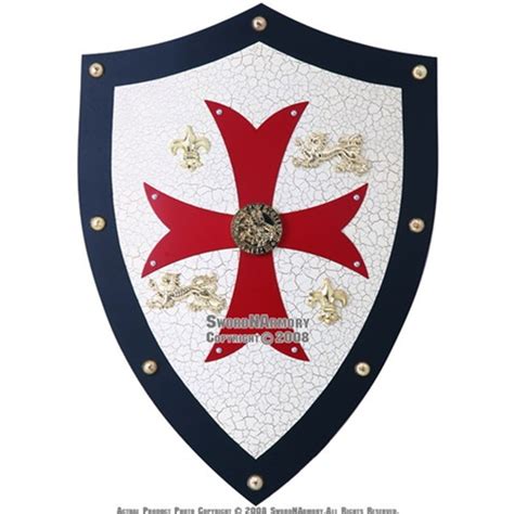 Medieval Knights Templar Royal Crusader Shield Armor Red Cross Lion