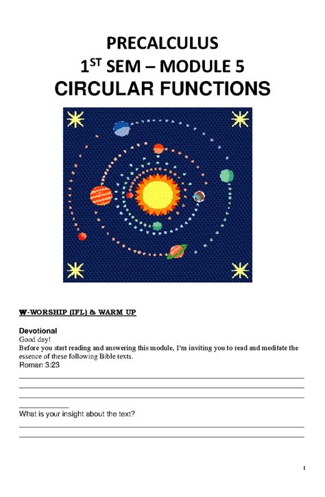 Pre Calculus Module 1 The Conic Sections Pre Calculus 1st Sem Module 1 Conic Sections W