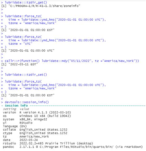 Error Cctz Unrecognized Output Timezone · Issue 1041 · Tidyverselubridate · Github