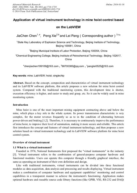 Application Of Virtual Instrument Technology In Mine Hoist Control Based On The Labview
