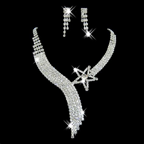 Luxe Vrouwelijke White Crystal Sieraden Set Charm Vicedeal