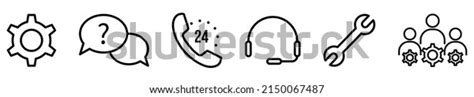 Technical Support Line Icons Vector Illustration Stock Vector Royalty Free 2150067487
