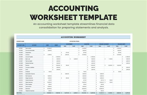 Accounting Worksheet Template Excel