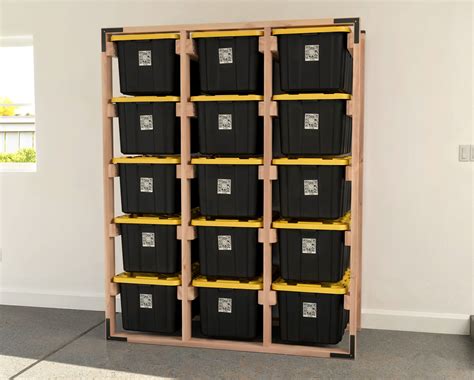 Diy 27 Gallon Tote Storage Rack Plans 5 Tall X 3 Wide Perfect For