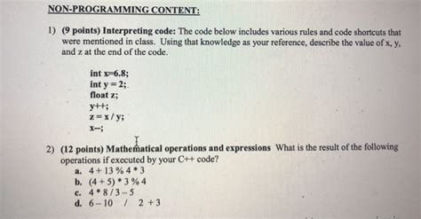Solved Non Programming Content 1 9 Points Interpreting
