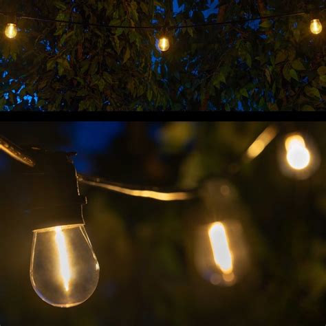 Patio Lights Warm White Led Patio String Lights S14 Bulbs On Black Wire