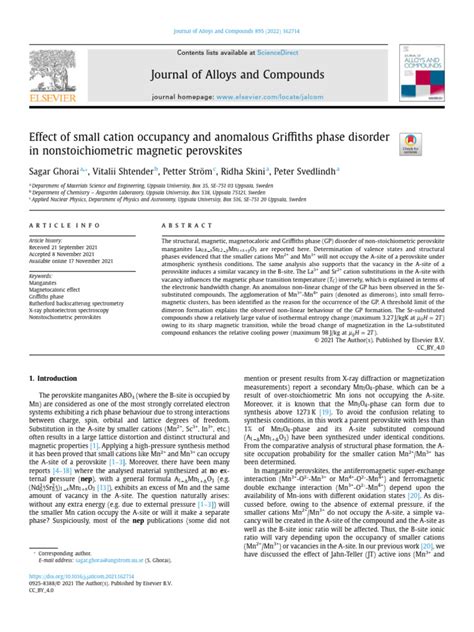 Effect Of Small Cation Occupancy And Anomalous Griffiths Phase Disorder In Nonstoichiometric