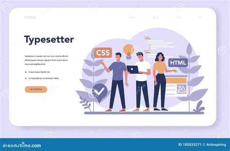 typersetter web banner or landing page website constructing stock