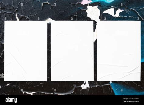 Colorful Urban Wall Texture With Three Wrinkled Glued Poster Templates