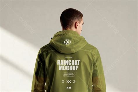 Mockup Jaqueta Corta Vento Verde Costas Masculino Editável — Criativo