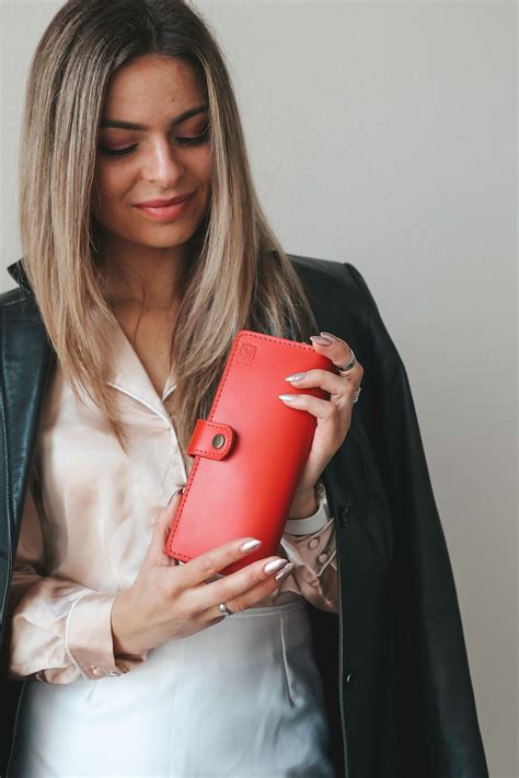 Leather Phone Wallet Case Personalized Cash Envelope Clutch Etsy