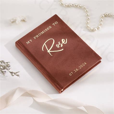 Velvet Vow Book Set Wedding Vows Real Gold Foil Wedding Velvet