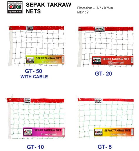 Sepak Takraw Nets Dimensions 6 7 X 0 75 M Mesh 2” [ready Stock