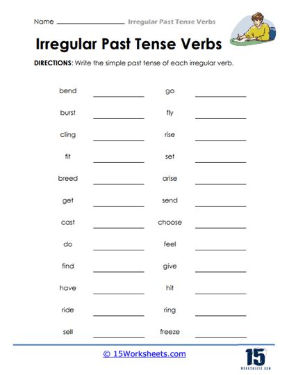 Irregular Past Tense Verbs Worksheets Worksheets Library