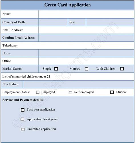 Sample Green Card Application Fillable Pdf Form Editable Pdf Forms