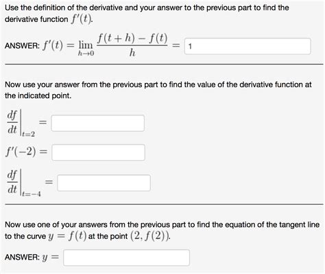 Solved Use The Definition Of The Derivative And Your Answer Chegg