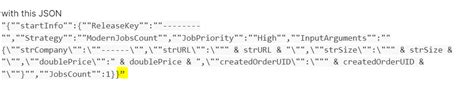 The JSON Is Not Valid Parameter JSONPayload Error Orchestrator Request Activities