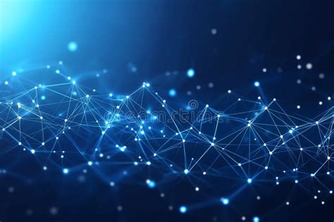 Abstract Blue Background Connecting Lines And Dots Forming A Network