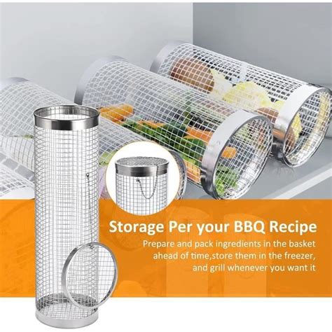 Panier Barbecue En Acier Inoxydable Panier Gril Roulant Cylindrique