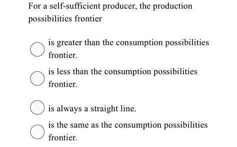 Solved For A Self Sufficient Producer The Production