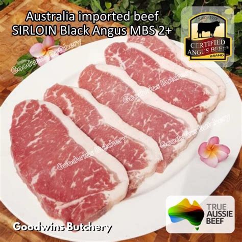 Beef Sirloin Black Angus Marbling Mb2 Steak Cuts 350 900gr Australia