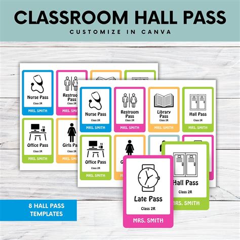 Classroom Hall Pass Template Student Hall Passes Hall Pass Printable