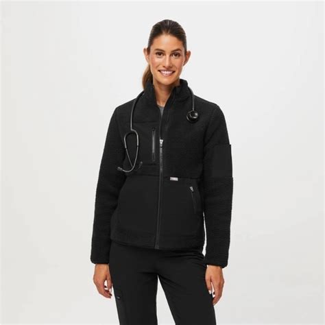 Figs Jackets And Coats Figs Nwt On Shift Sherpa Jacket Black Sz Large