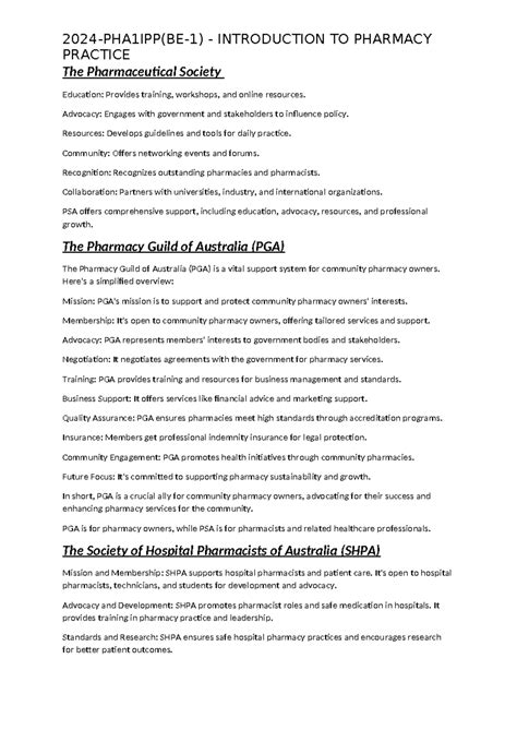 Pharmacy Practice Semester 1 Notes Practice The Pharmaceutical