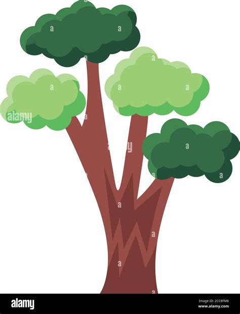 Branched Tree Flat Style Icon Vector Illustration Design Stock Vector
