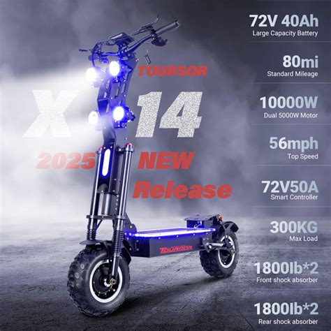 Toursor X14 Pro Electric Scooter W Seat Nfc Function 72v 40ah Battery 72v 5000w 2 Dual Motors