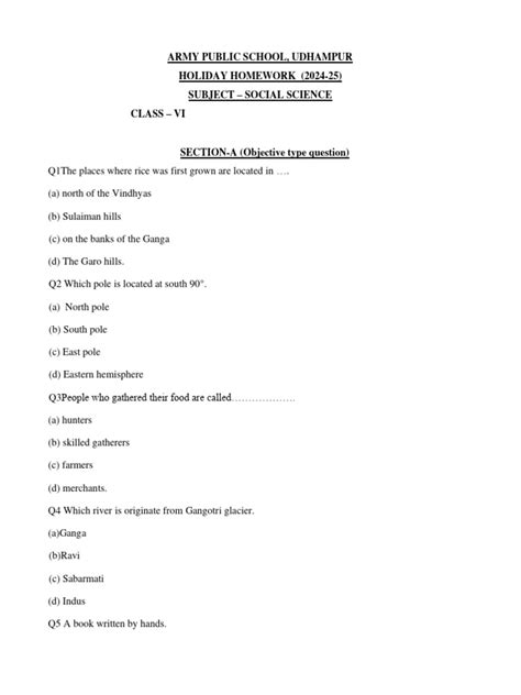 Sst Holiday Hw Class 6th Pdf Earth Atmosphere
