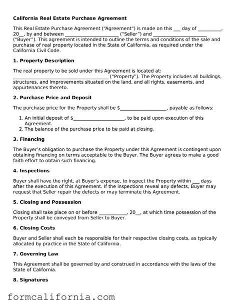 Free California Real Estate Purchase Agreement Form ⋆ All California Forms
