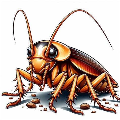 Cute Cockroach Vector Cartoon Illustration White Background Premium