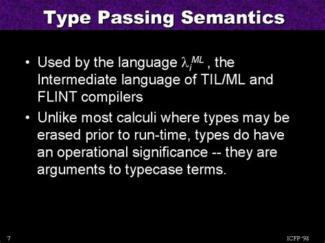 Type Passing Semantics