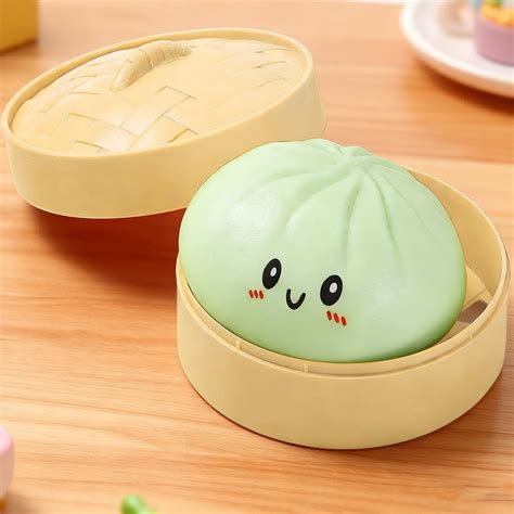 Mystery Dumpling Squishy Large With Steamer Squishy Dumpling Toy With Cute Expressions