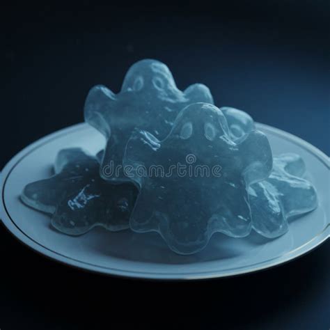 Translucent Blue Ghost Candy On Plate Stock Illustration Illustration