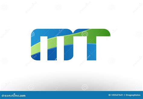 Blue Green Mt M T Alphabet Letter Logo Combination Icon Design Stock