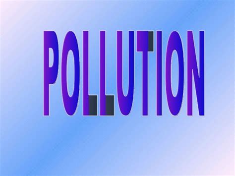 The Word Pollution Is Made Up Of Purple And Blue Letters On A Light