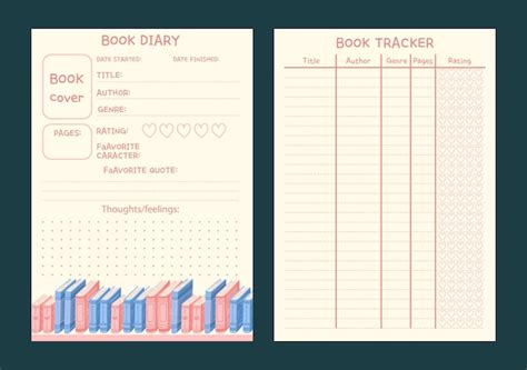 Premium Vector Book Tracker Template For Fiction Readers Reading Plan Vector