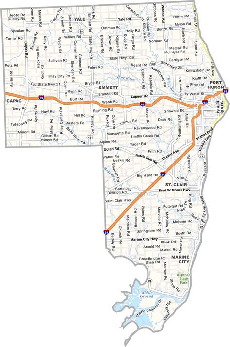 St Clair County Map Michigan Us County Maps