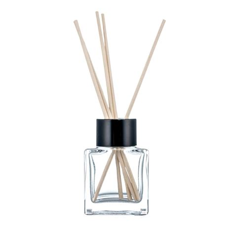 Square Diffuser Bottle 50ml Clear Black Lid Holistic Emporium