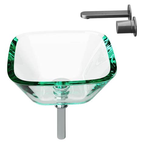 Square Glass Bathroom Vessel Sink With Drain Mini Bath Bowl 3d Model
