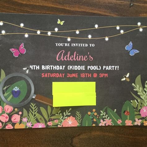 Girls Bug Invitations Insect Catcher Invite Birthday Party Garden Butterfly Instant Download