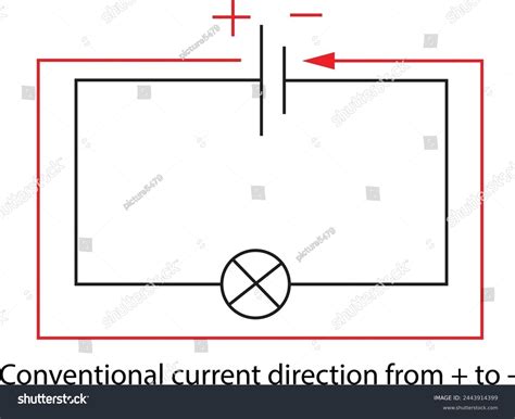 Simple Circuit Diagram Showing Direction Conventional Stock Vector