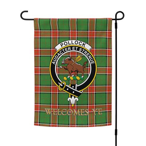 Pollock Ancient Clan Badge Tartan Garden Flag Celticprime