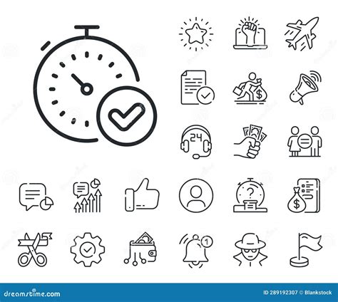 Fast Verification Line Icon Approved Timer Sign Salaryman Gender
