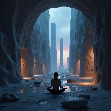 Futuristic Skyfi City And A Giant Futuristic Army Aircraft And Standalone Columns At Night With