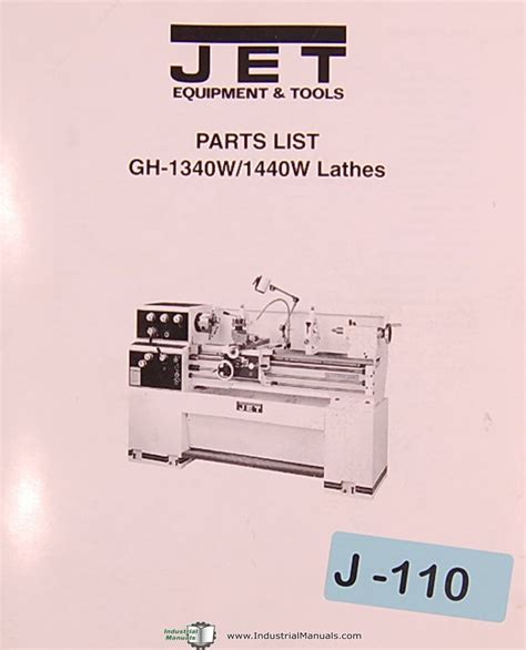 Jet Gh 1340w 1440w Lathes Parts List And Drawings Manual Jet